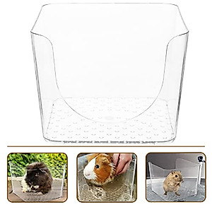 Ipetboom Hedgehog Supplies Hamster Sand Bath Box Acrylic Clear Hamsters Sand Bath Shower Toilet Square Digging Sand Container for Mice Hedgehog Squirrel Gerbils Hamster Accessories