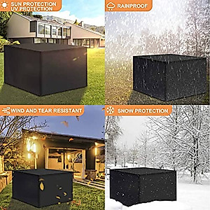 Kaucytue Patio Furniture Covers, 53" L×53" W×29.5" H Outdoor Furniture Cover Waterproof Square, Heavy Duty 420D Outdoor Table and Chair Set Covers, Black