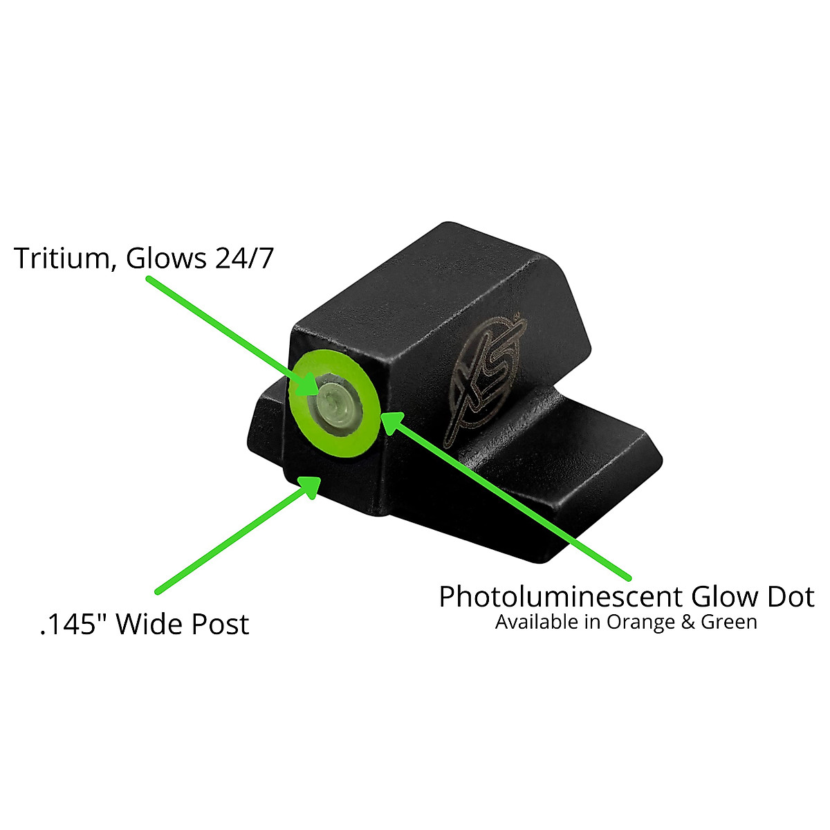 XS SIGHTS R3D Tritium Night Sight for S&W M&P, Sig, Canik, Taurus, and HK Pistols, Front and Rear Glow in The Dark Tritium for Tactical Applications (Green, Canik TP9)