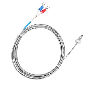 Type K Thermocouple, M6 Screw Fine Thread Type K 0-400℃ Thermocouple Sensor Probes Temperature Sensor Wire(2M) Thermocouple Thermometers and Probes