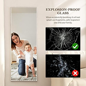 LVSOMT Full Length Mirror, 47"x14" Full Body Mirror, Wall Mounted Mirror, Over The Door Hanging Mirror, Long Mirror for Bedroom Living Room Locker Room, Aluminium Alloy Frame (Silver)