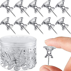 60 Pieces Giant Push Pins Big Thumb Tacks Large Tacks Jumbo Pins Steel Point 1 Inch Plastic Heads Pins Marking Pins for Cork Board (Transparent)