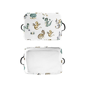 EasyeeUMe Animal Watercolor Dragon Rectangular Laundry Basket Nursery Storage Fabric Storage Bin Storage Hamper,Book Bag,Gift Baskets 1 Pack