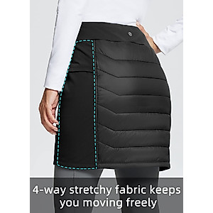 BALEAF Women's 17" Puffer Quilted Skirt Lightweight Insulated Warm Snow Skorts Hiking Running Golf Outdoors Black S