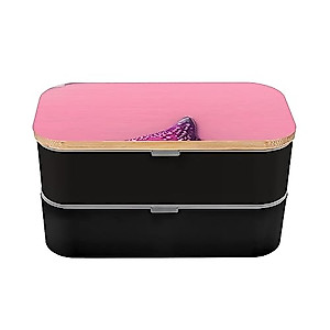 Pink Sand Beach Adult Lunch Box, Bento Box, With Cutlery Set Of 3, 2 Compartments, Rectangular, Lunch Box For Adults
