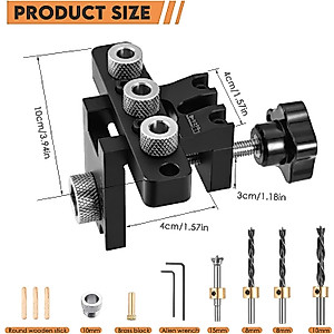 Hizmivos 3-in-1 Dowel Jig Kit,8/15mm Drill Template Dowel Hole Guide for Woodworking Straight Holes,Adjustable Doweling Jig Kit Tool with Positioning Clip Adjustable Drilling Guide Puncher Locator
