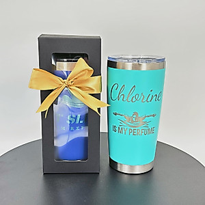 Dashing Nova Personalized Custom Name Tumbler with Inspirational Quotes for Swimmers and Coaches Gifts, 20oz Double Wall Stainless Steel Insulated Bottle with Straw (Blue), Medium