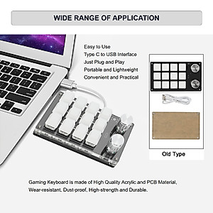 KUIDAMOS 12 Key Mini Mechanical Gaming Keyboard,Macro Keyboard Knob with Type C to USB Interface Mini One-Handed Mechanical Gaming Keypad One-Click Start for Linux OS X(White)