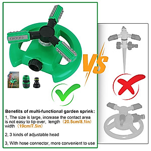 Hinastar Lawn Sprinkler, Automatic Garden Water Sprinkler, Upgrade 360 Degree Rotation Irrigation System, Large Area Coverage, Sprinkler for Yard, Lawn, Kids and Garden-1Pack（Light Green）