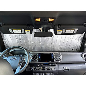 YelloPro Custom Fit Reflective Windshield Sunshade for 2016 2017 2018 2019 2020 2021 2022 2023 Toyota Tacoma, TRD Off-Road, SR, SR5, TRD Sport, TRD Pro, Limited 2Dr 4Dr Pickup, UV Reflector