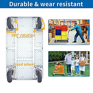 Julymoda Platform Truck,43" x 26" Large Foldable Push Cart Dolly,2000 LBS Steel Flatbed Moving Platform Trucks Hand Cart w/360 Degree 6" Swivel Wheels for Groceries, Warehouse,Garage