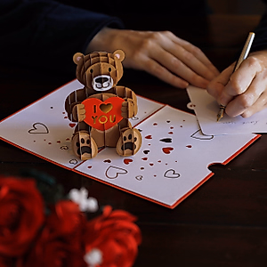 Lovepop Valentine’s Day Love Bear Pop Up Card, 5” x 7” - 3D Valentine Greeting Cards, Pop Up Cards, Romantic Card, Love Cards for Her, Anniversary Card, Cards for Kids