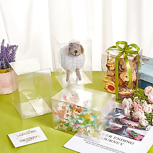 BENECREAT 10pcs Clear Favor Box 4x4x6 Inches Plastic Gift Packing Box for Candy Choclate and Dessert, Baby Shower Party Treats, Valentine Festival Gift Packaging