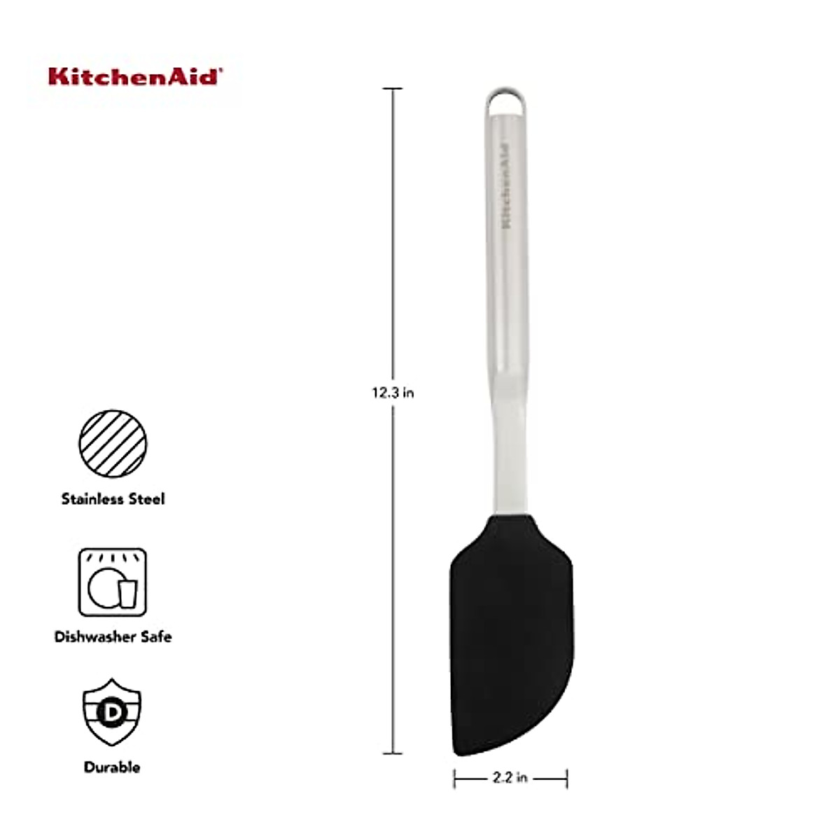 KitchenAid Premium Scraper Spatula with Hang Hook, 12-Inch, Black