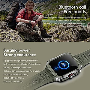 Military Smart Watches for Men, 5ATM Waterproof Rugged Grade Bluetooth Call(Answer/Dial Calls), Health Tracker for Android Phones and iPhone Compatible, 1.85" Heart Rate/Blood Pressure Watch (Black)