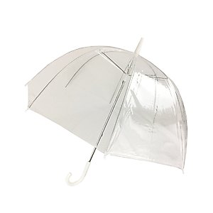 (6 Pack) 46" Adult Clear Bubble Rain Umbrella Manual Open Fashion Dome Shaped European Hook Handle