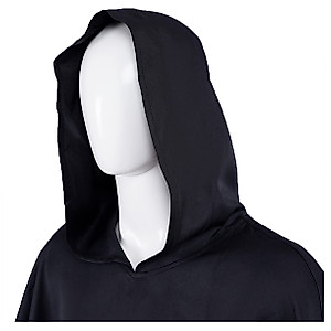 Adult Puss Costume in Boots Cosplay The Big Bad Wolf Cloak Robe Death Wolf Black Hooded Cape Halloween Outfits (Black with Mask-Adult, X-Small)