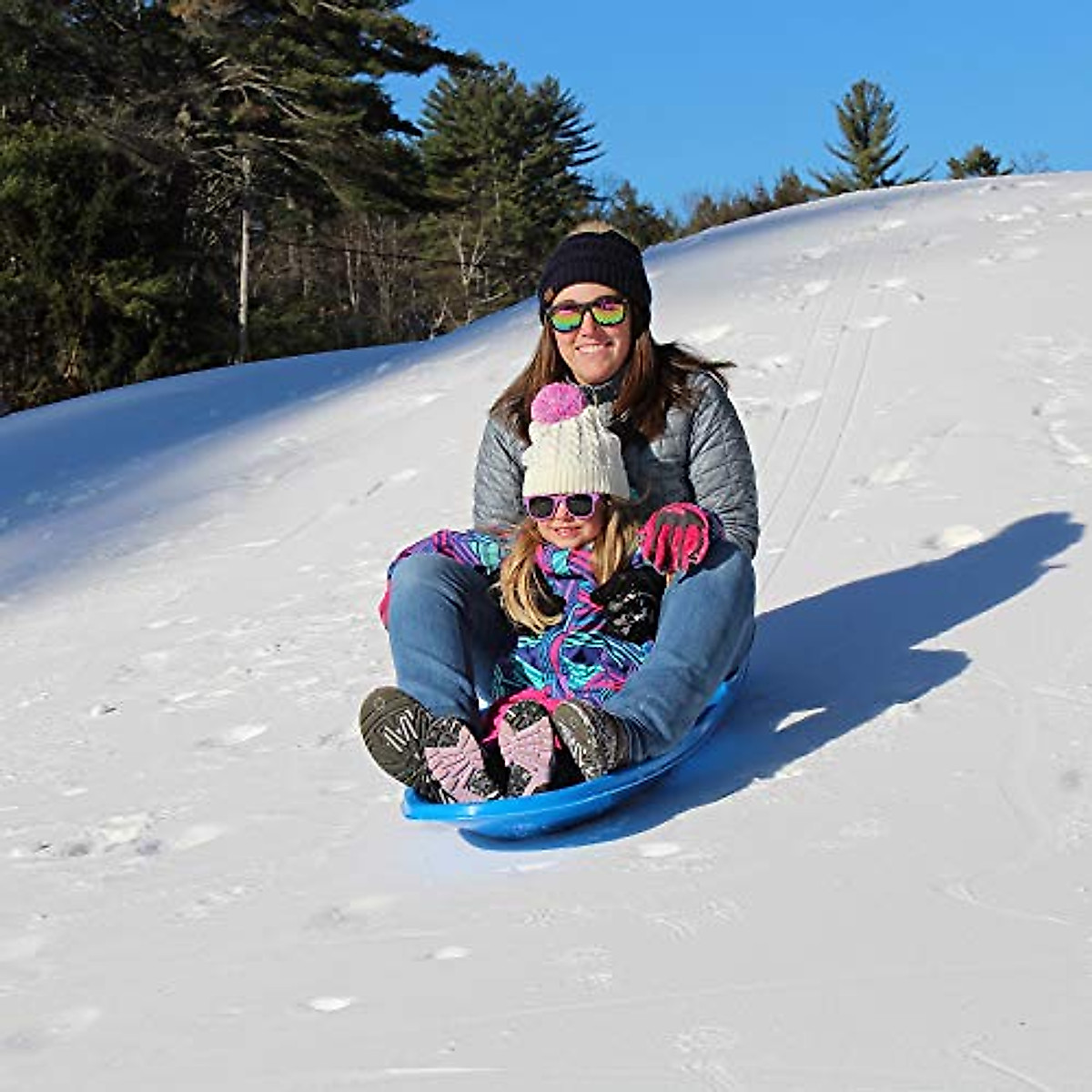 Flexible Flyer Lightning Snow Sleds for Kids & Adults. Plastic Toboggan Sand Slider 48” 3-Pack, blue/green/orange (648-3PK)