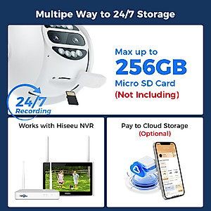 Hiseeu 4MP Security Camera,10X Zoom Dual-Lens Security Wireless Camera, 2 Ways Audio/ IP65 Waterproof,PTZ Outdoor Surveillance Camera Compatible with Alexa/Wireless Cameras System