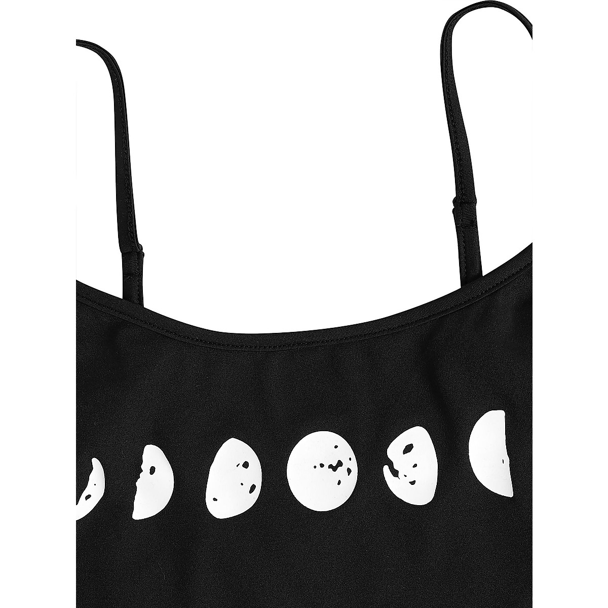 SOLY HUX Women's Cartoon Print Lettuce Trim Cami Top and Shorts Cute Pajama Set Sleepwear Black Star Moon L