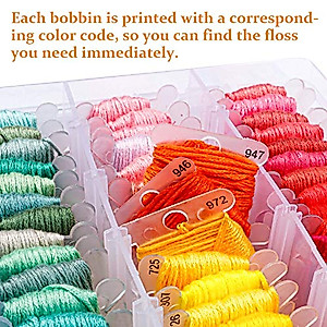 INSCRAFT 403 Pack Embroidery Floss Set, 250 Colors Cross Stitch Friendship Bracelet Thread with 153 Pcs Cross Stitch Tool, 4-Tier Transparent Box for Storage