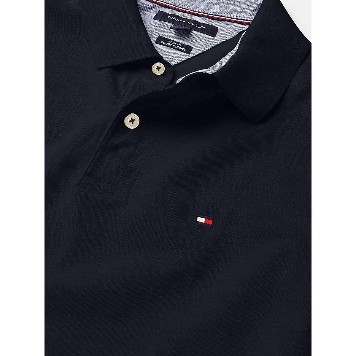 Tommy Hilfiger Mens Men's Short Sleeve Stretch in Slim Fit Polo Shirt, Navy Blazer-pt, Small US