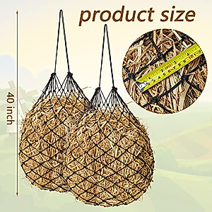4 Pcs Slow Feed Hay Net Hay Feeder Hay Bag Hay Net for Horses Slow Feeder Haynet 40 Inch Length with 2 Inch Holes Hanging Horse Feed Net for Horses Goat Cattle Equine Stalls Barn Supplies (Black)