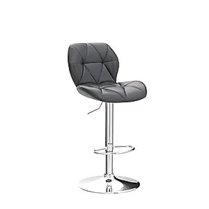 Yaheetech Bar Stools Set of 4, Adjustable PU Leather Swivel Barstools, Modern Counter Stools with Back and Footrest, Counter Height Barstools for Bar, Kitchen, Dining Room, Grey