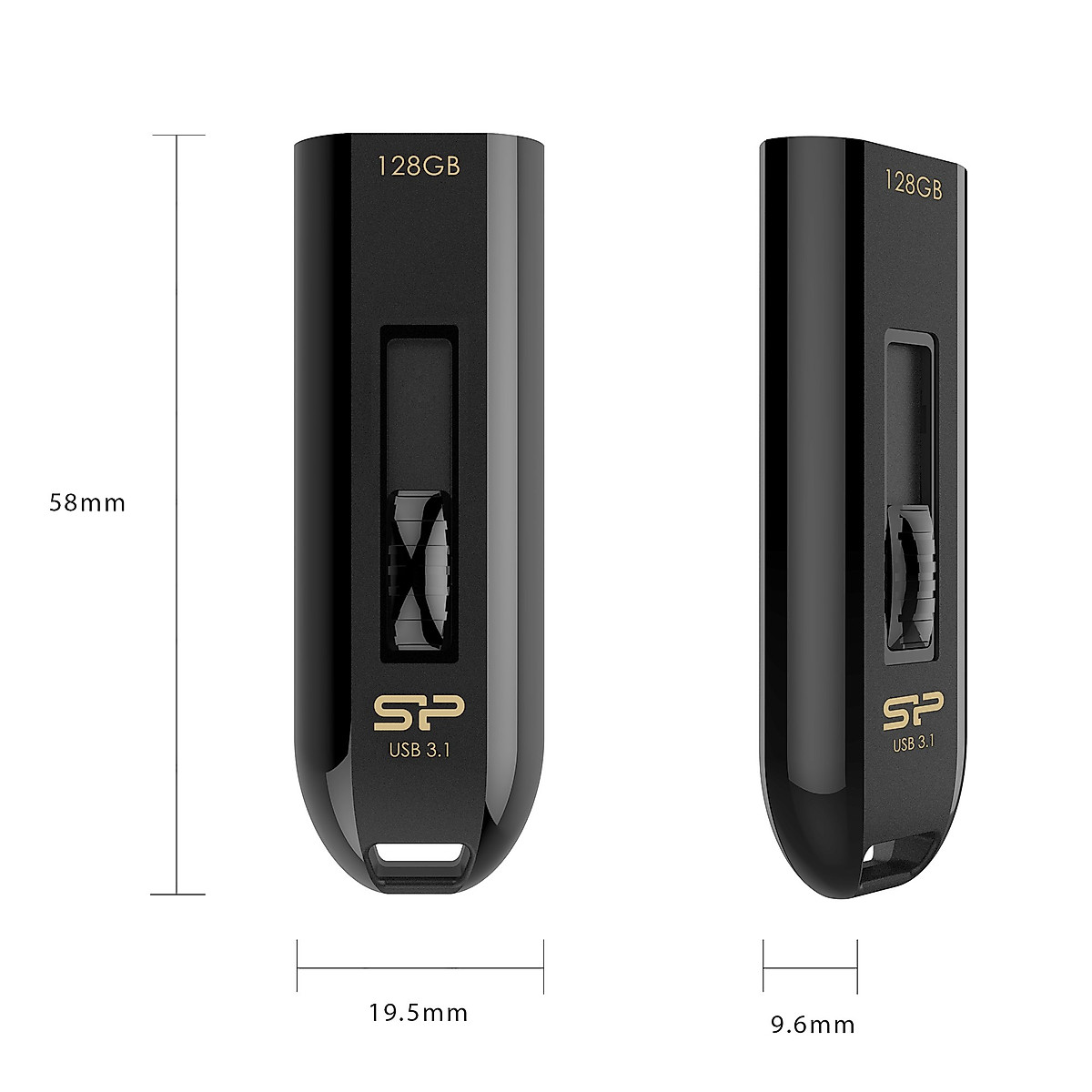 Silicon Power 128GB Entry Level USB 3.0 Flash Drive B21 Thumb Drives Bulk Jump Drive Zip Drive Memory Stick Capless Design Black (SP128GBUF3B21VSK)