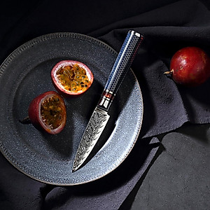 Damascus Knife Set 9 Piece Kitchen Knife Sets Honeycomb Resin Handle 9Cr18MoV Ultra Sharp Professional Chef Knives Set for Cooking Exquisite Cutlery set