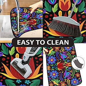 Doormat Floral Mexican Birds Floor Mat Resist Dirt Entrance Rug Machine Washable Carpet for Home Non Slip Rugs for Kitchen/Bathroom/Laundry Room Carpet 35'' x 24''