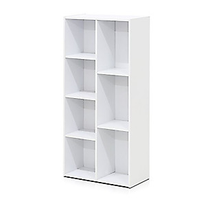 Furinno Pasir 3 Tier Display Bookcase, White & Luder Bookcase/Book/Storage, 7-Cube, White