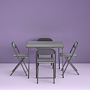 Plastic Development Group, 5-Piece Card Table Set, Chair Seats with Comfortable Foam Pad Black