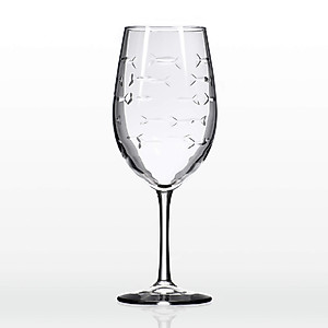 Rolf School of Fish Engraved Huge Wine Glass | 18 oz Oversized Wine Glass | For White Wine or Red Wine | Clear Glass