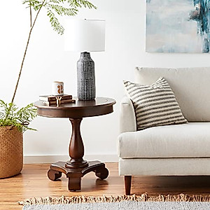 Roundhill Furniture Rene Round Wood Pedestal Side Table, 26"D x 26"W x 26.5"H, Espresso