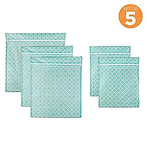 DII Laundry Storage Collection Mesh Zippered, XX-Large/X-Large/Large Set, Aqua Lattice, 5 Piece