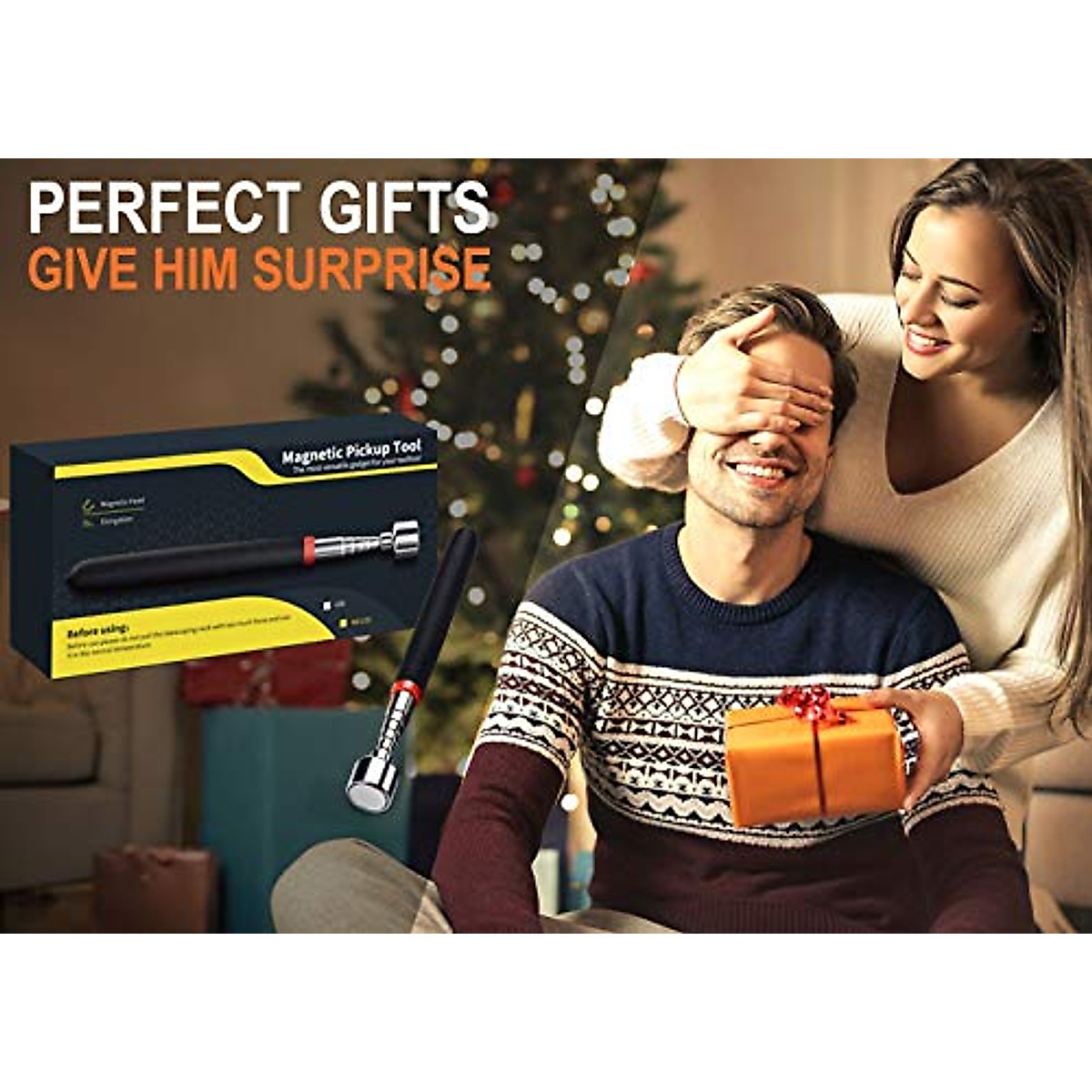 Stocking Stuffers Tool Gifts for Men - Magnetic Tool Pickup,Telescoping Magnet, Gadget Tool for Women, Christmas Tool Gifts Ideas for Men Dad Husband Handymen Woodworker,Magnet Tool 1 Pack