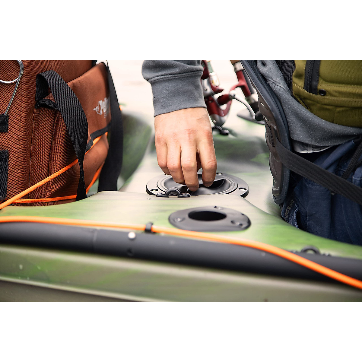 Pelican - Basscreek 100XP Fishing Kayak - Sit-On-Top Kayak - Lightweight one Person Kayak - 10 ft,Olive Camo