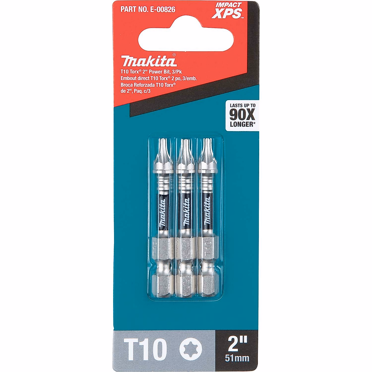 Makita E-00826 Impact XPS™ T10 Torx 2" Power Bit, 3/pk