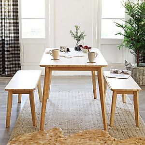 Livinia 3-Piece Dining Table Set, Canberra 47.2" Table (Natural-Oak) Canberra 37.4" Dining Bench (Natural-Oak) Set