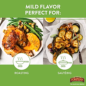 Pompeian Mild Taste Olive Oil, Mild Flavor, Perfect for Roasting & Sauteing, Naturally Gluten Free, Non-Allergenic, Non-GMO, 68 FL. OZ.