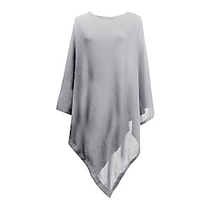 MissShorthair Women's Lightweight Knitted Scarf Poncho Sweater Cape Shawl Versatile Spring Summer Ponchos Wraps Light Grey