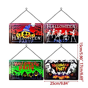Halloween Iron Front Door Hanging Plate For Bar Pub Wall Decoration Indicator Hanging Square Sign Easy Hanging Halloween Party Hanging Sign Outdoors Decor Halloween Wooden Hanging Sign