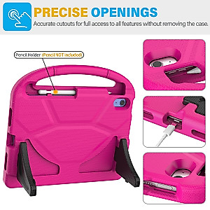 SUPLIK Kids Case for iPad 10th Generation (10.9-inch, 2022), iPad 10th Gen Case with Screen Protector, Durable Shockproof Handle Stand Kids Cover with Pencil Holder for Apple iPad (10 GEN), Pink