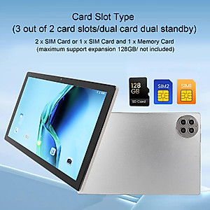 Gugxiom 10.1 Inch Android 11 Tablet, 8GB RAM 128GB ROM,HD Screen, 5G WiFi Dual Band, Kids Content, Smart Switch, 8800mAh (Grey)