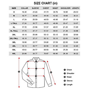 J.VER Men's Dress Shirts Solid Long Sleeve Stretch Wrinkle-Free Shirt Regular Fit Casual Button Down Shirts Black Large
