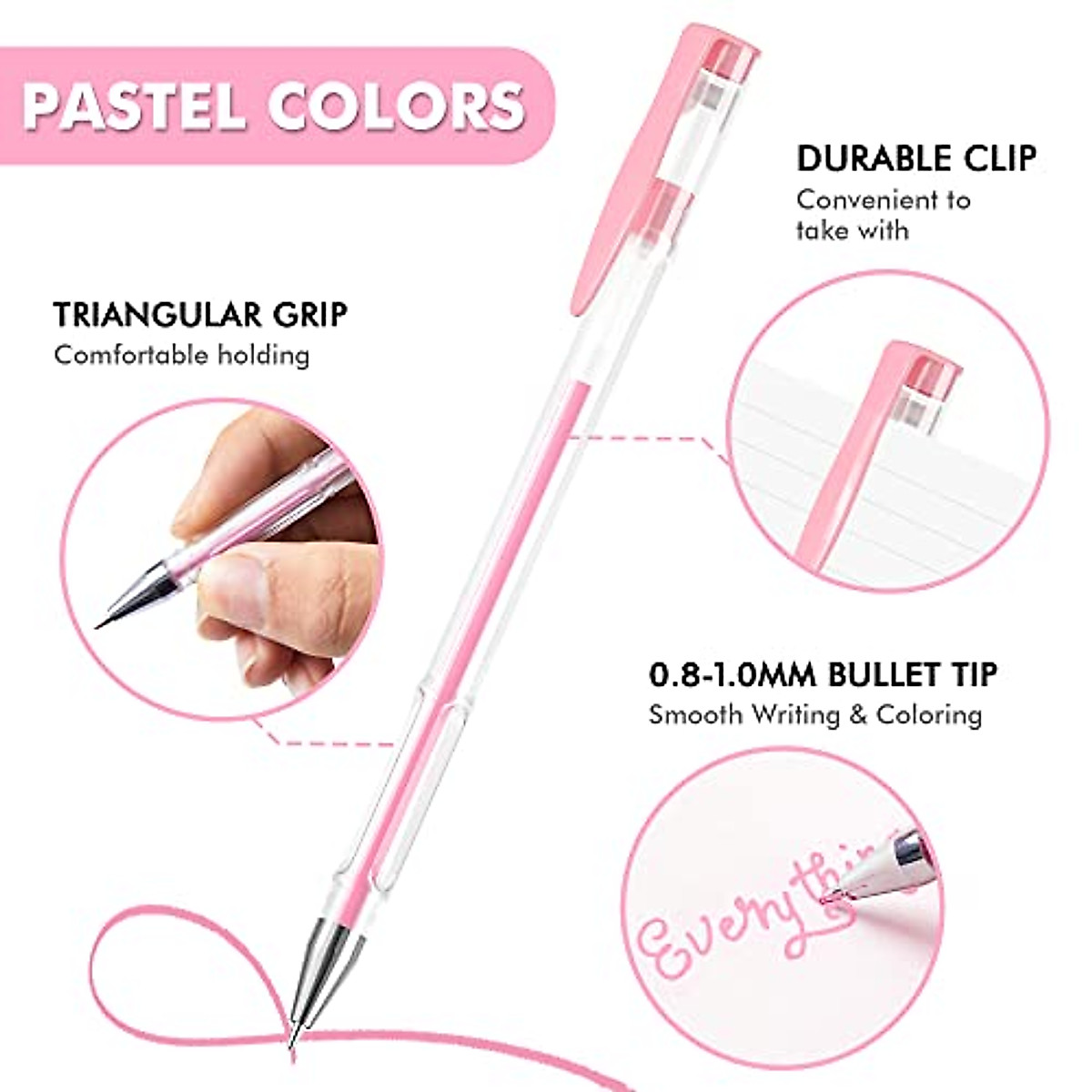 Shuttle Art Pastel Gel Pens, 24 Pastel Milky Colors Gel Pen for Black Paper, Adults Coloring Books Drawing Doodling Crafts Scrapbooking Journaling