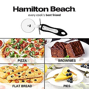 Hamilton Beach Pizza Cutter 8in soft touch handle, Premium Stainless Steel Pizza Slicer, Easy to Clean & Cut Pizza Wheel - Super Sharp, Non-Slip Handle & Dishwasher Friendly ? Black