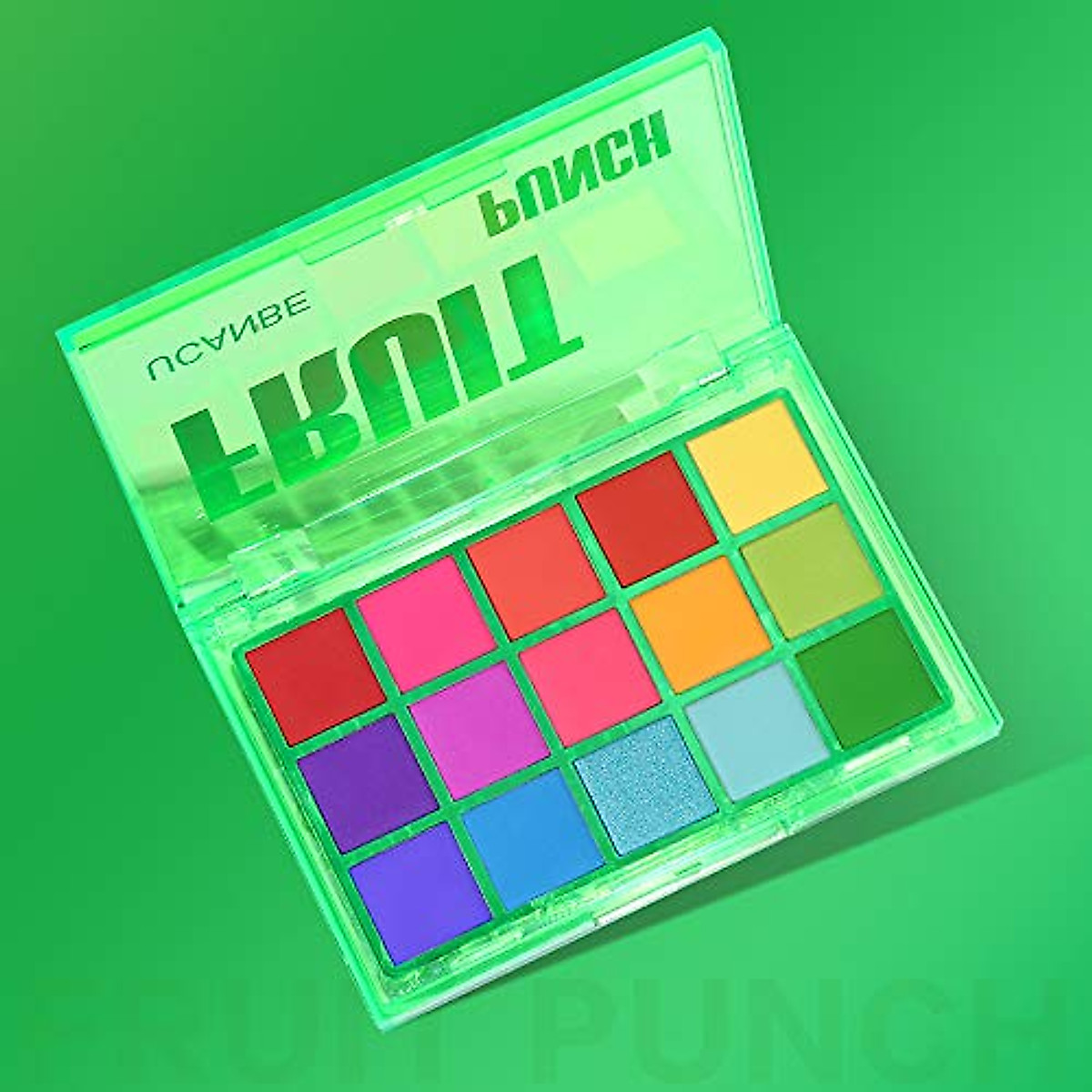 UCANBE Colorful Makeup Eyeshadow Palette 15 Shades Neon Rainbow Shimmer Matte Eye Shadow, Vibrant High Pigmented Blendable Make Up Pallets Kit - Fruit Punch