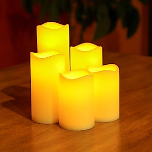 U&U Flameless Candles 3 x 4.5 Inch (Set of 2), LED Flickering Outdoor Candles Battery Operated Plastic Pillar Candles for Indoor/Outdoor Home Décor, Halloween, Wedding Decorations
